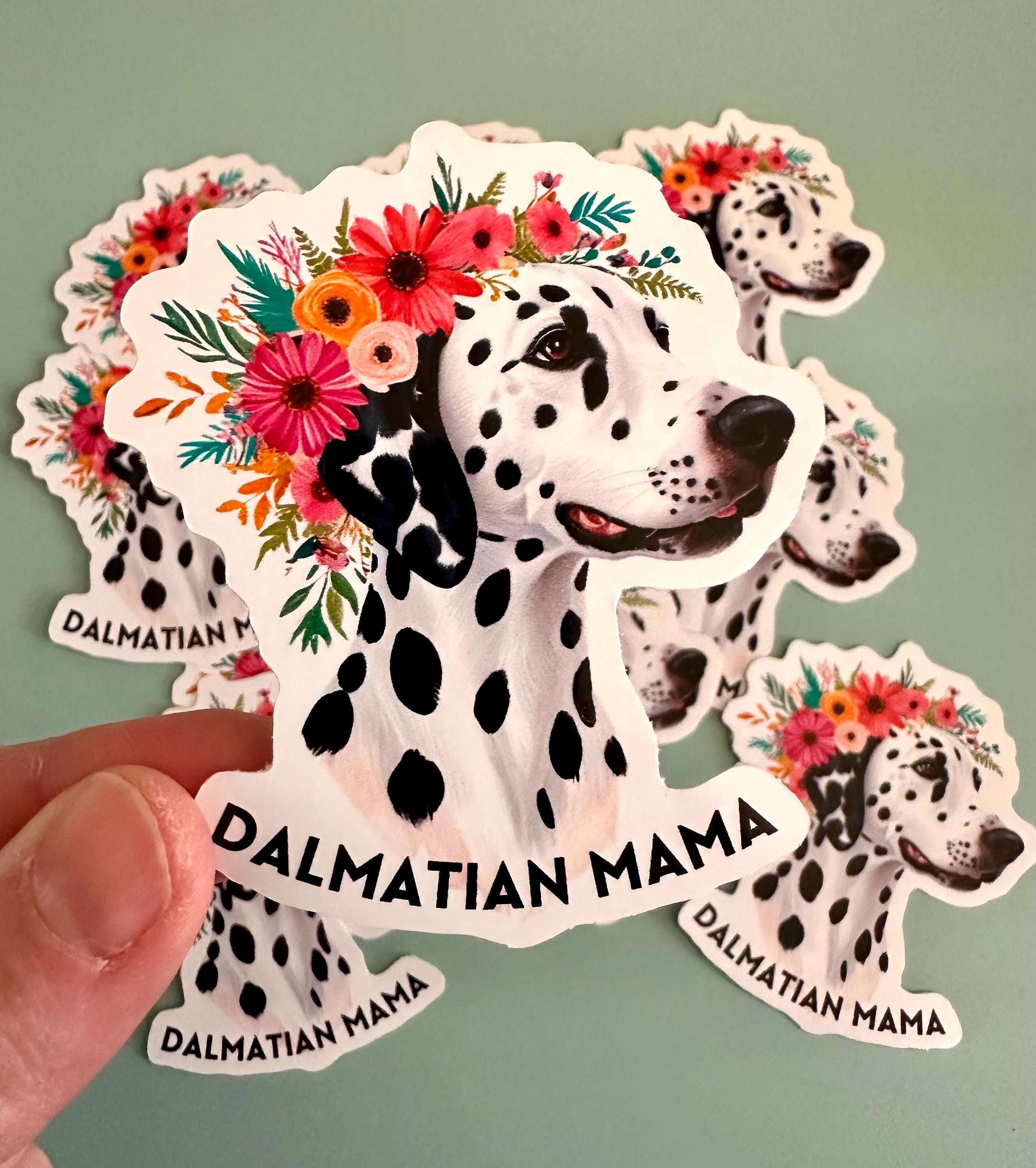 Dalmatian Sticker Die-cut Vinyl Flower Decal Dog Lovers Cute Waterproof ...