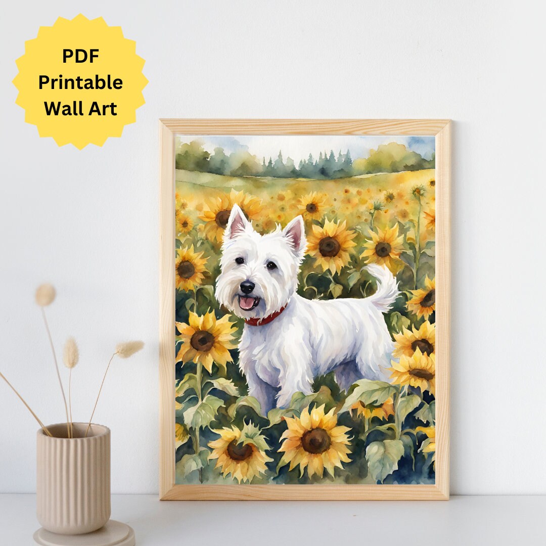 Westie Printable Art PDF Instant Digital Download Dog Lover Home Decor ...