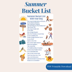 Summer Bucket List for Dogs PDF Printable Digital Download Fun ...