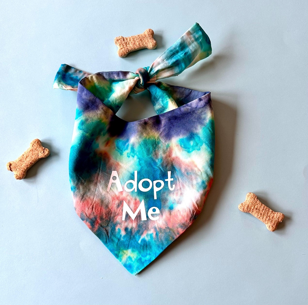 Adopt Me Dog Bandana Foster Dog Bandana Custom Tie Dye Vibrant Pet ...