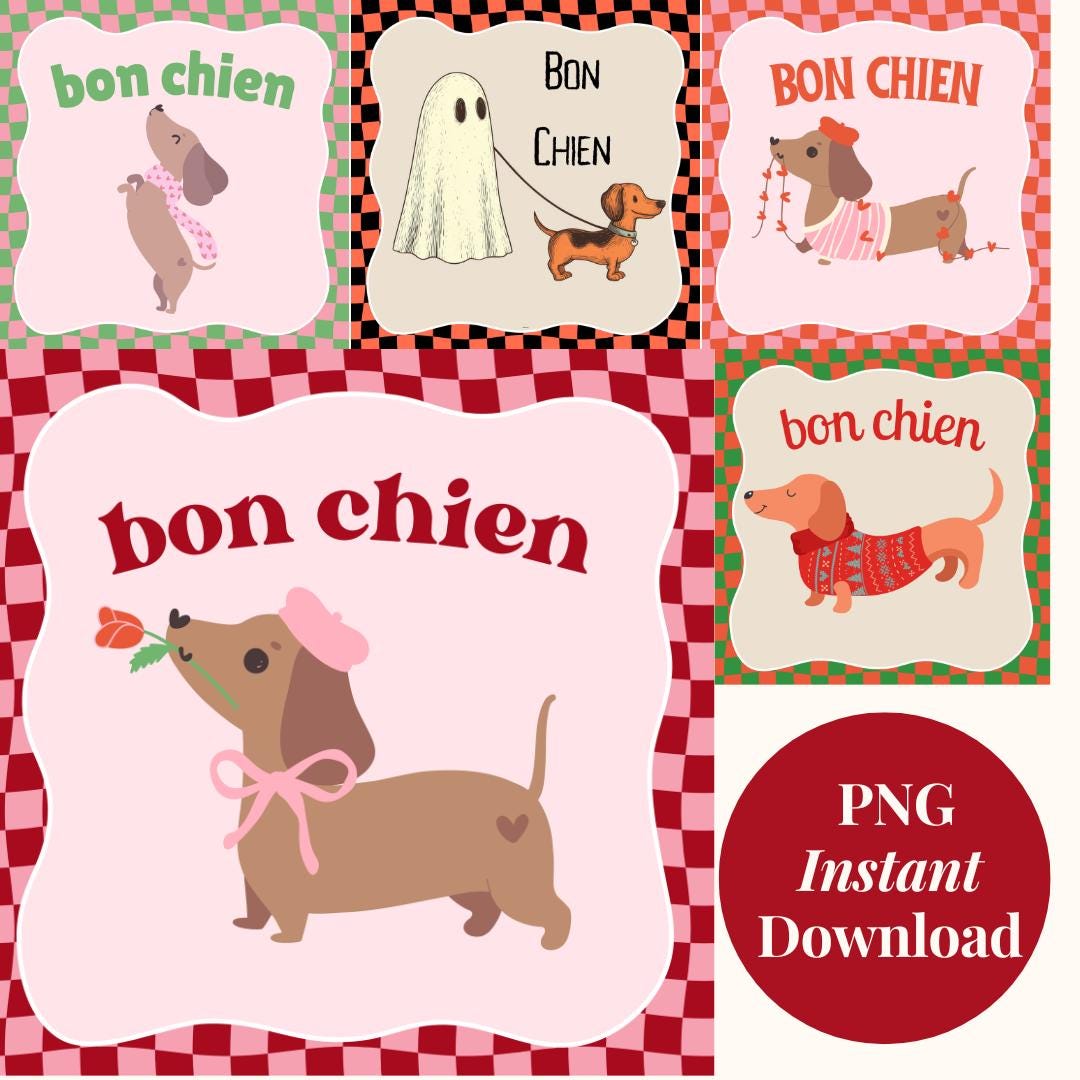 Dachshund PNG Bundle Weiner Dog Sublimation Cute Holiday Designs T ...