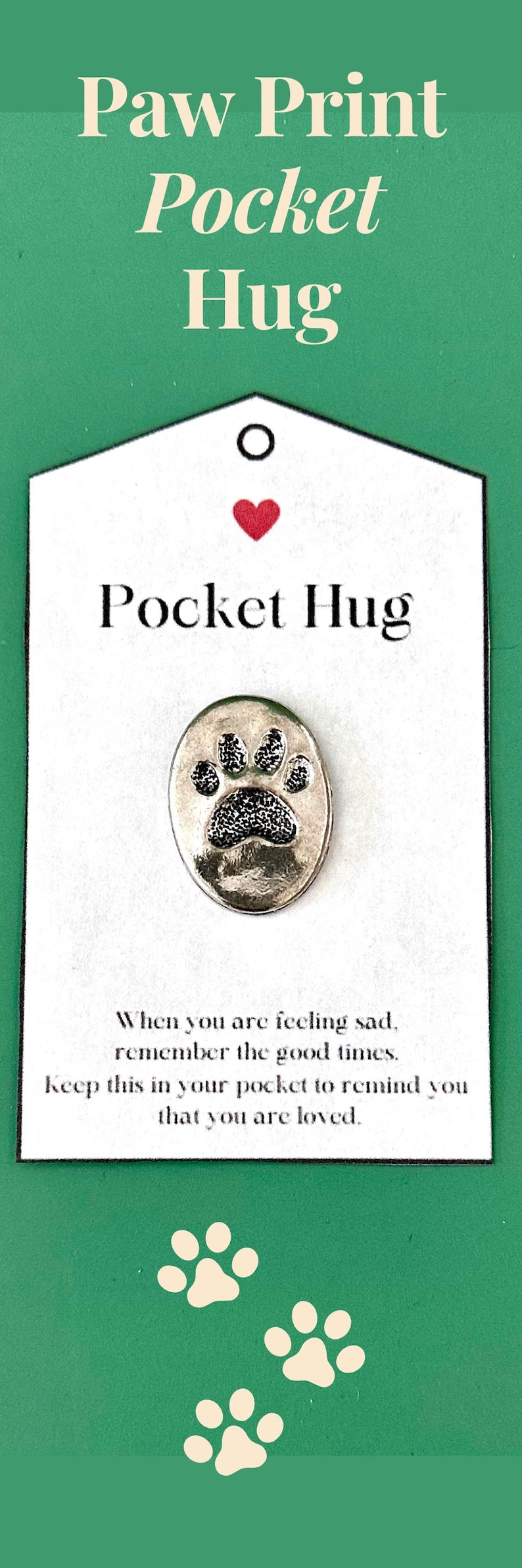 Paw Print Pocket Hug Comforting Keepsake Pet Lover Gift Thoughtful Dog ...