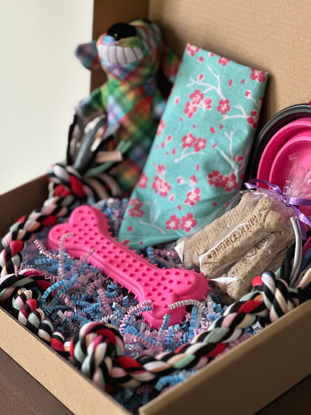 New Girl Puppy Gift Box Personalized Dog Bandana Pet Toy Essentials New ...