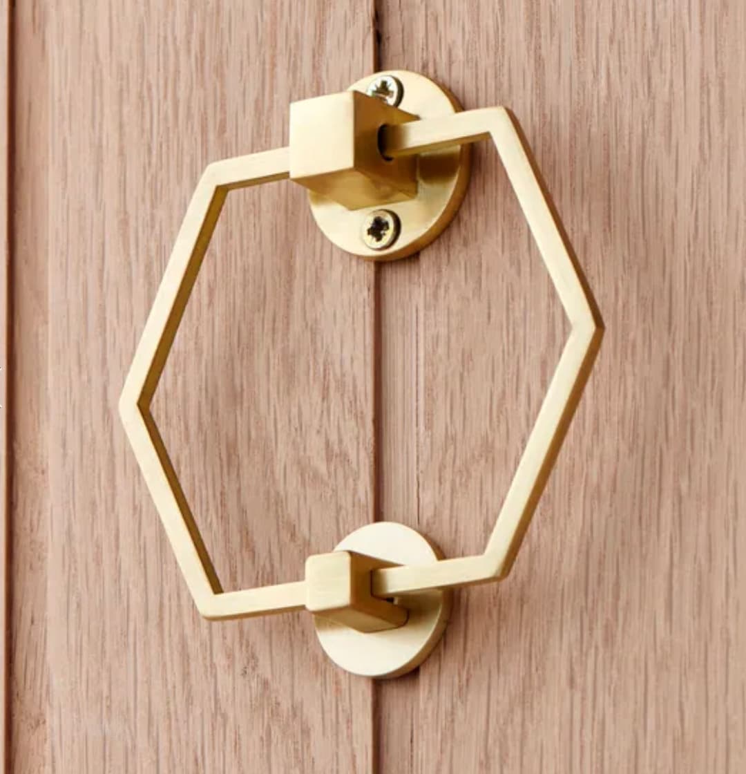 Hexagon Brushed Gold Door Knocker - Etsy