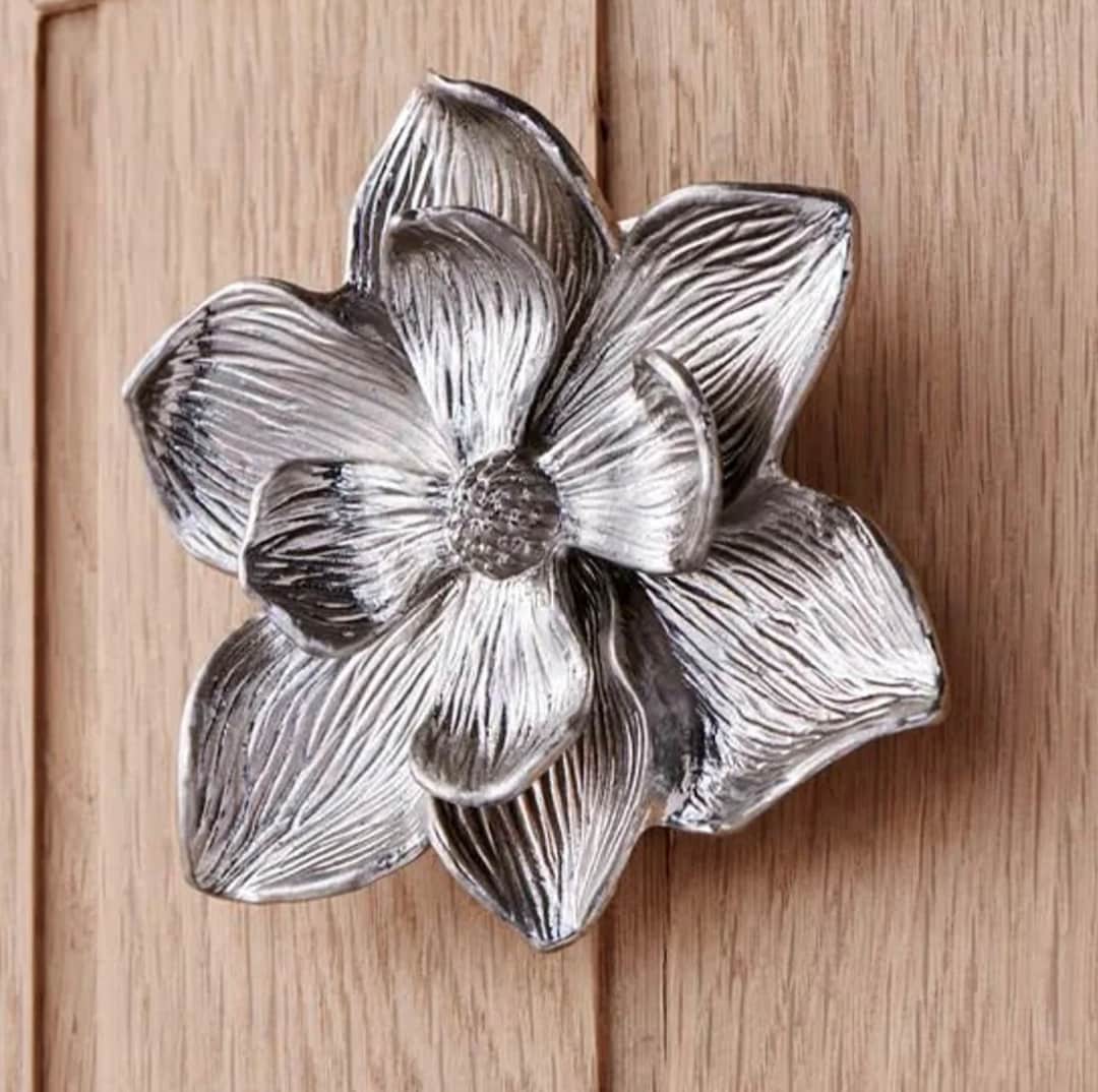 Fancy Silver Flower Floral 3D Metal Door Knocker Ornate Decorative - Etsy