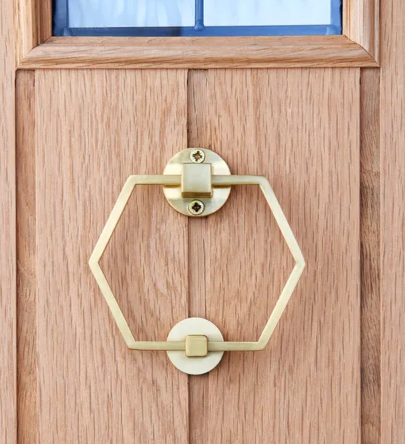 Hexagon Brushed Gold Door Knocker - Etsy
