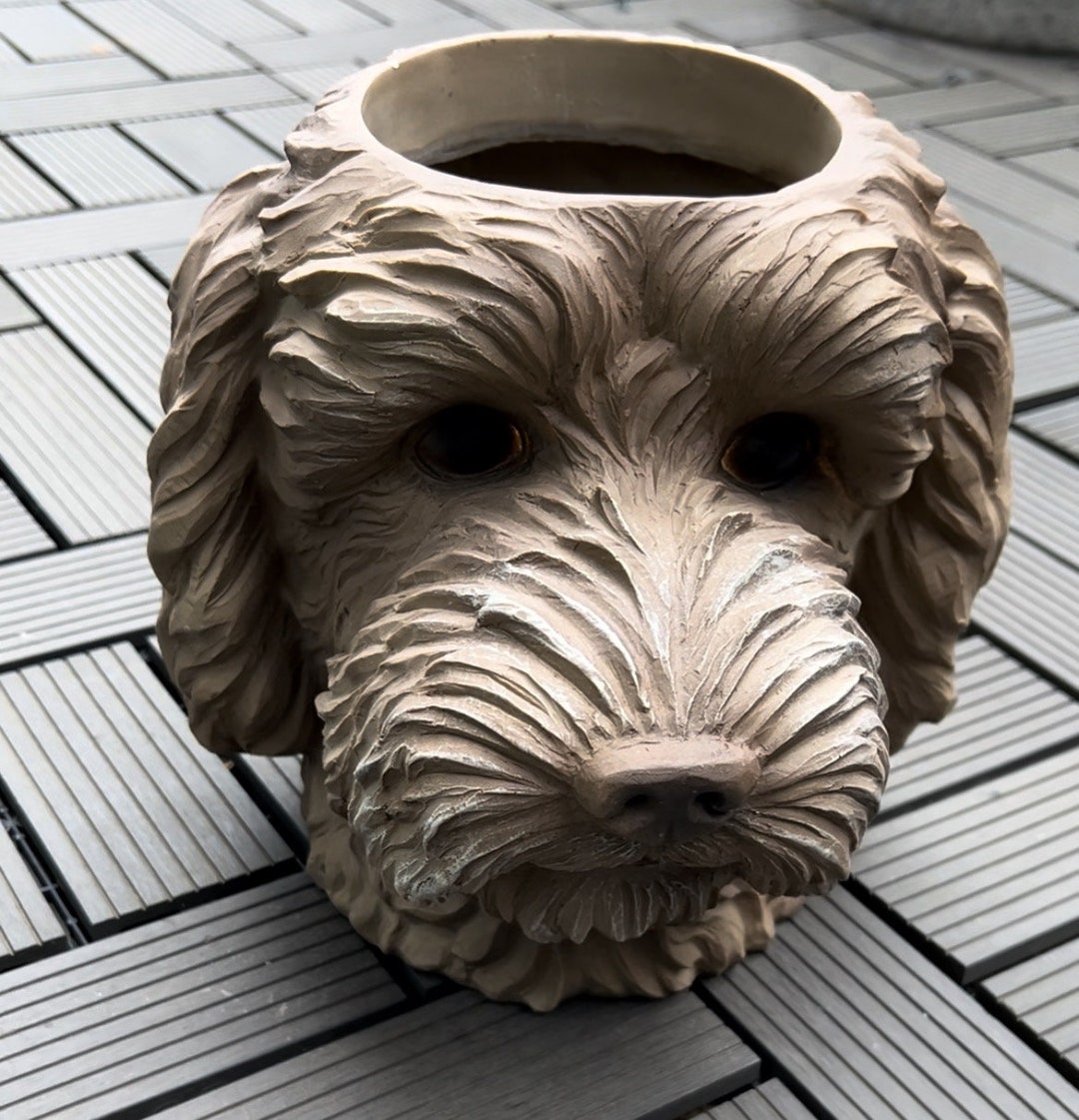 Cockapoo Head Plant Pot Planter Hand Painted Indoor Outdoor Garden ...
