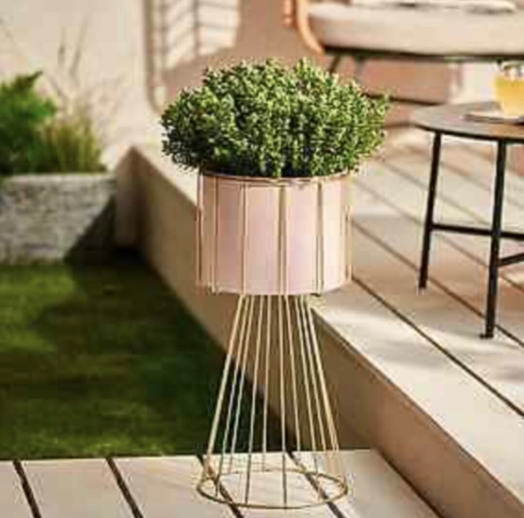 Pink and Copper Wire Frame Planter Pot and Wire Stand - Etsy