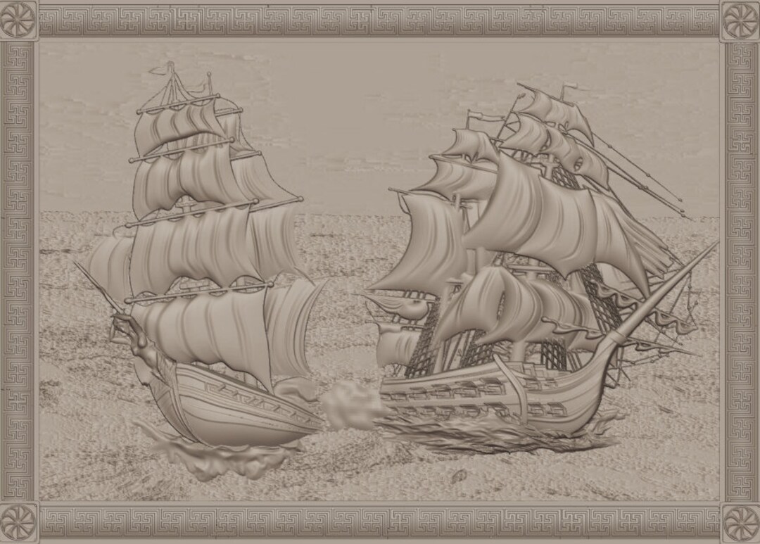 Two Ships 3d Model STL Files CNC Artcam Aspire Wood - Etsy