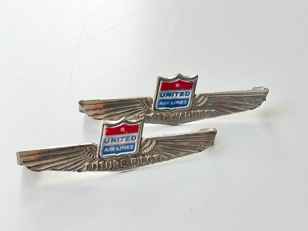 Vintage Metal United Airlines Jr Stewardess Pin & Future Pilot Airline ...