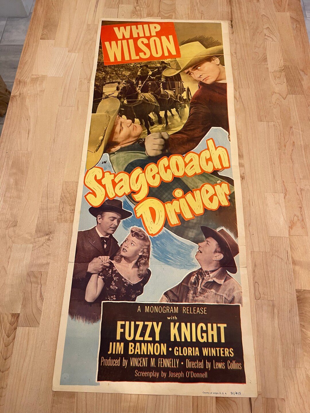 Original 1950s Whip Wilson Stagecoach Driver Movie Lobby Poster- Folded ...