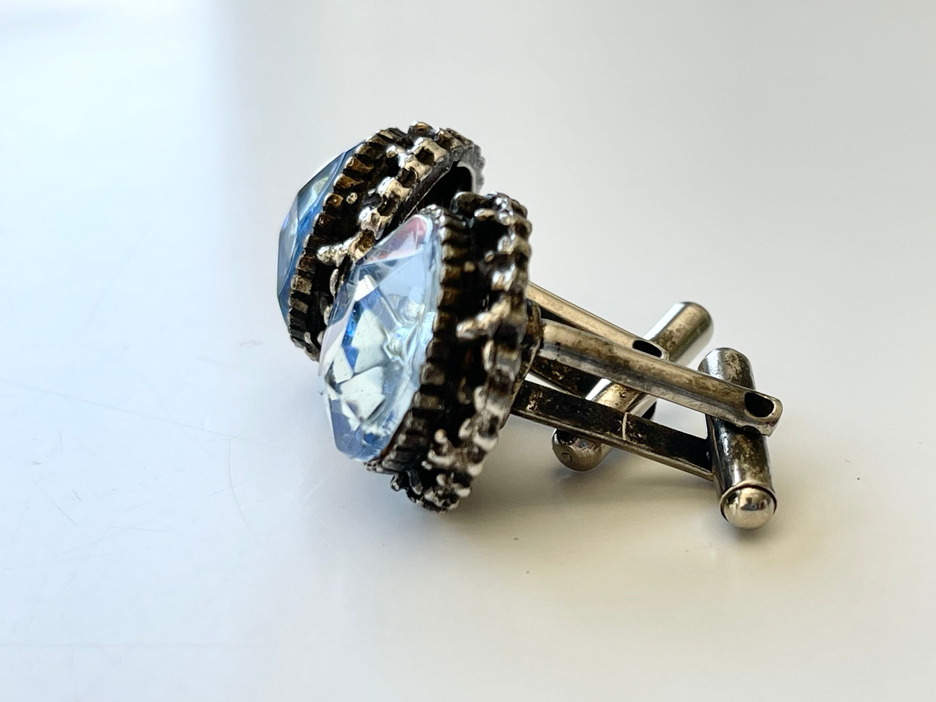 Vintage Large Dramatic Faceted Blue Cut Glass Cufflinks - Etsy