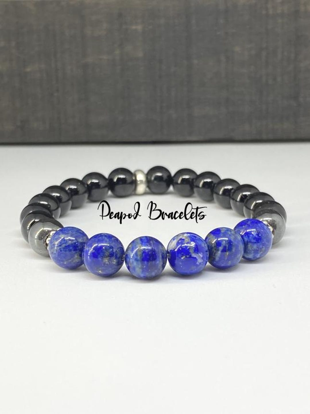 Black Tourmaline, Hematite and Lapis Lazuli Crystal Bracelet With 8mm ...
