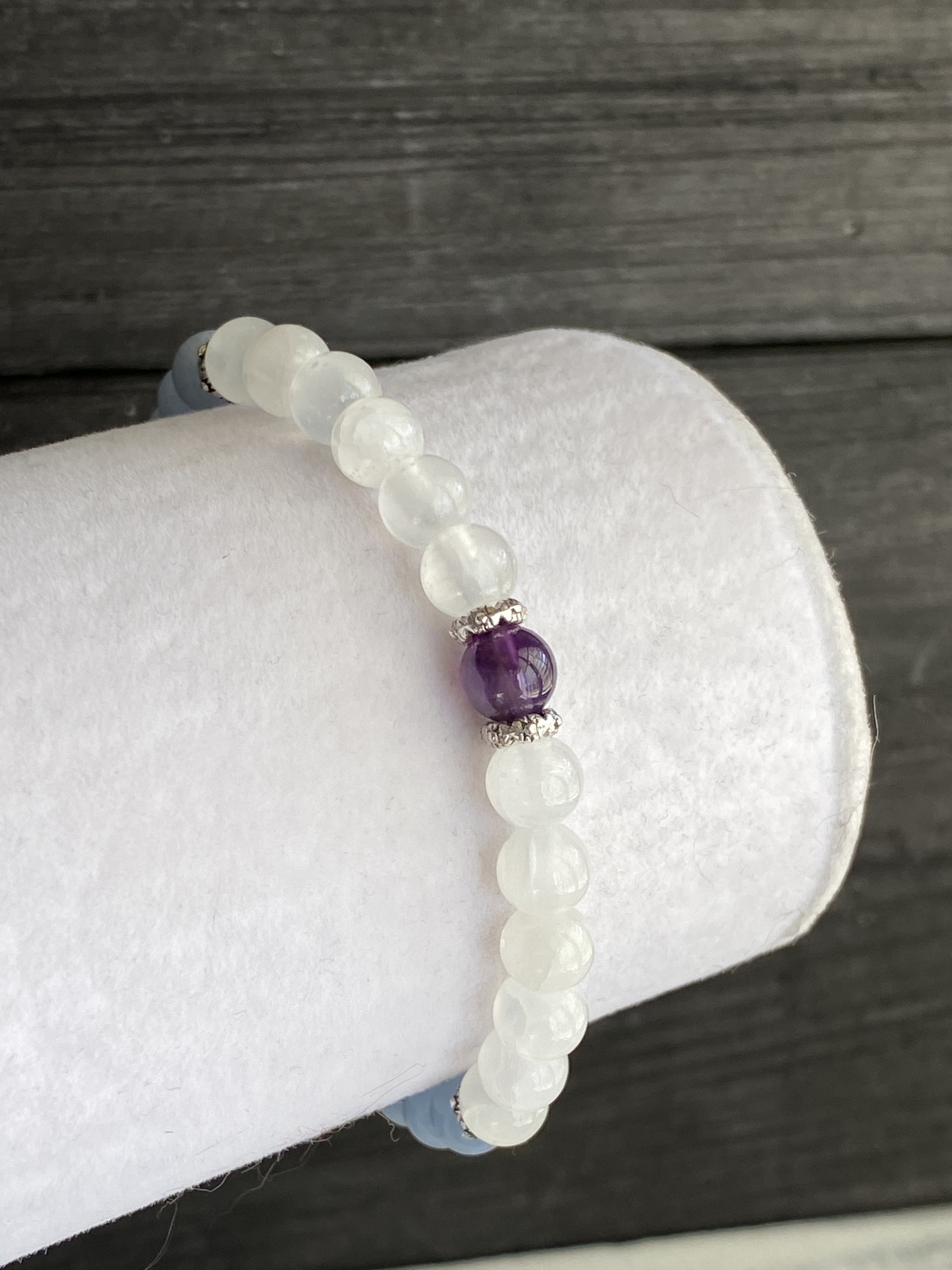 Angelite, Amethyst and Selenite Crystal Bracelet - Etsy