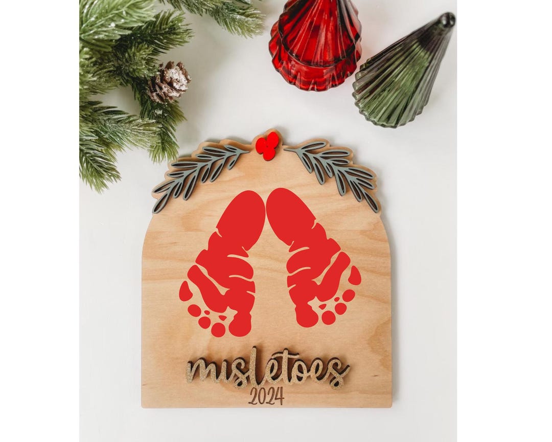 Mistletoes Baby Footprint, DIY Mistletoe Craft, 3D Baby's First ...