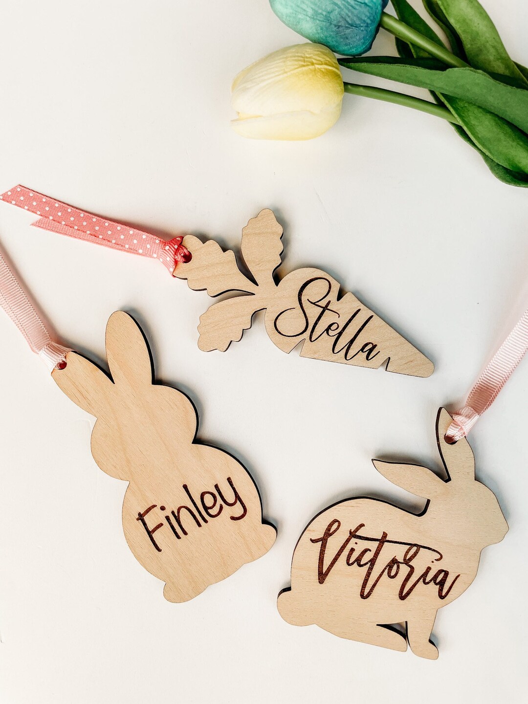 Personalized Easter Basket Tag | Easter Decor | Wooden Bunny Easter ...