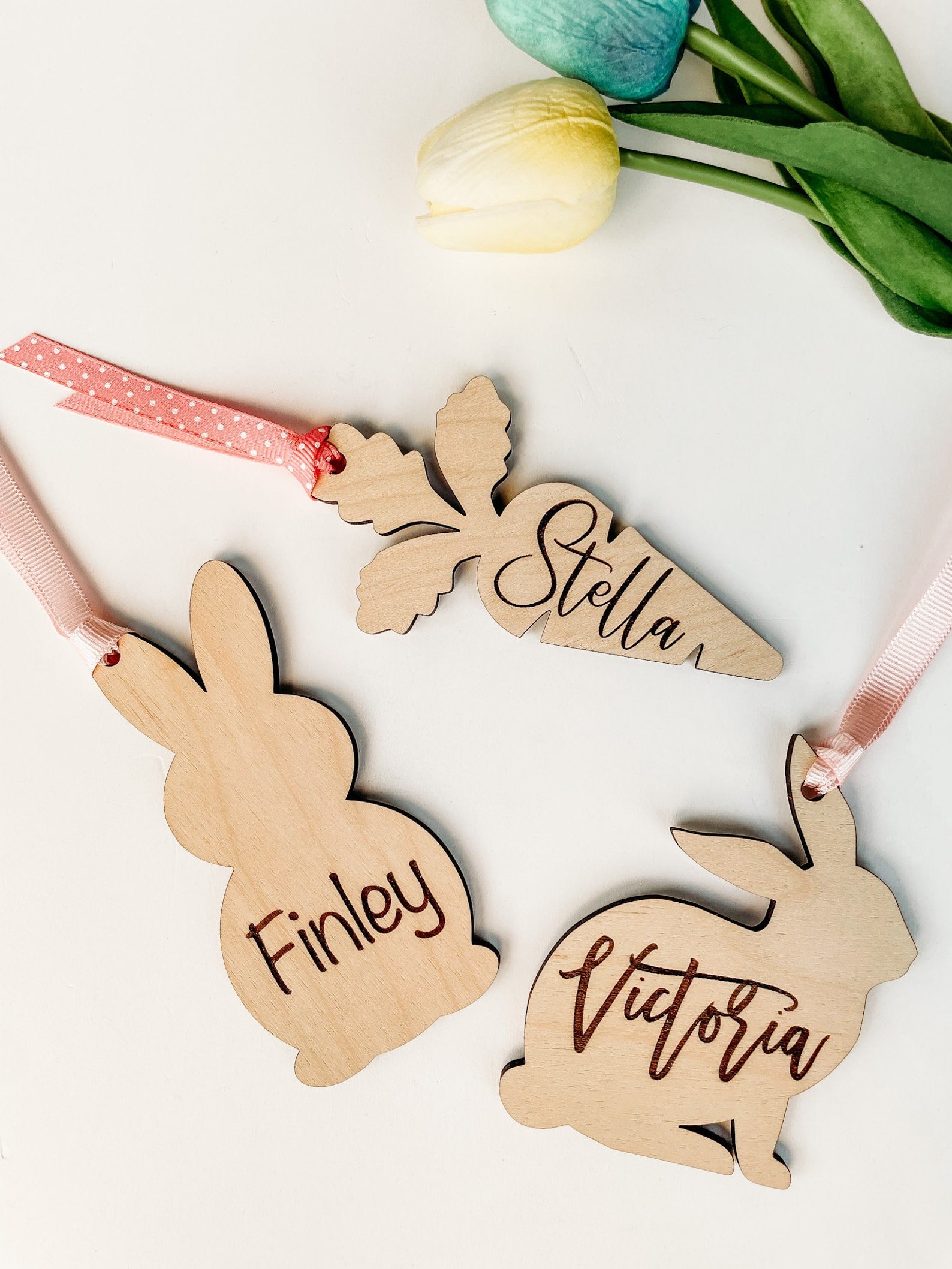 Personalized Easter Basket Tag | Easter Decor | Wooden Bunny Easter ...