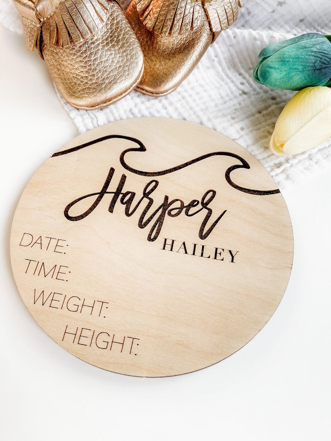 Wooden Nautical Nursery Theme Birth Announcement Stats Sign | Baby ...