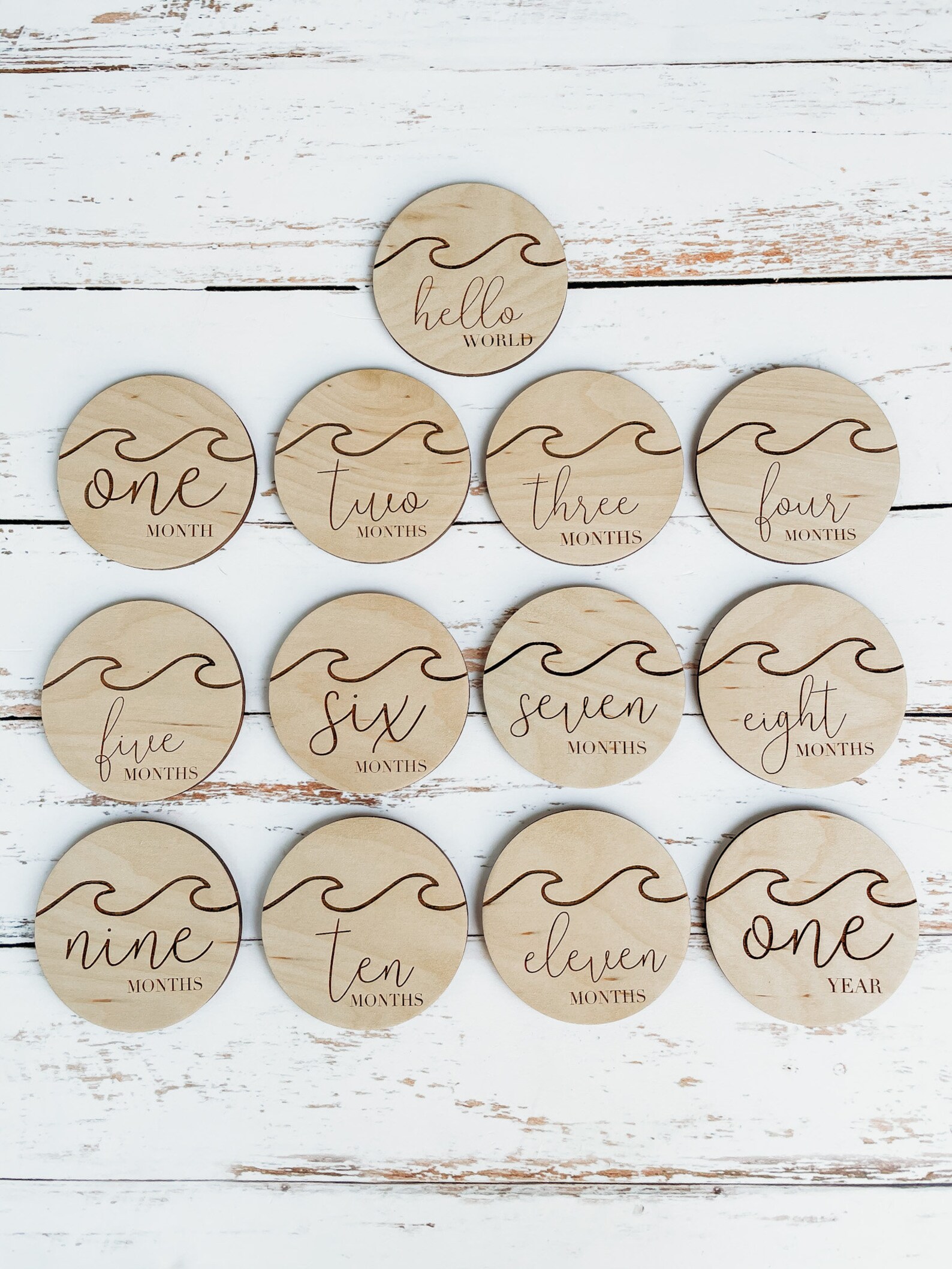 Wooden Monthly Milestone Disc for Baby Photo | Nautical Ocean Theme ...