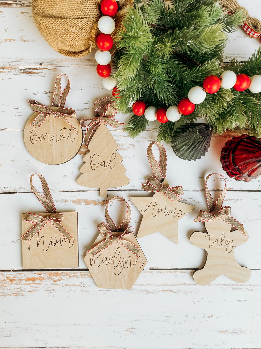 Personalized Wooden Stocking Tag, Stocking Name Tags, Wooden Name Tag ...