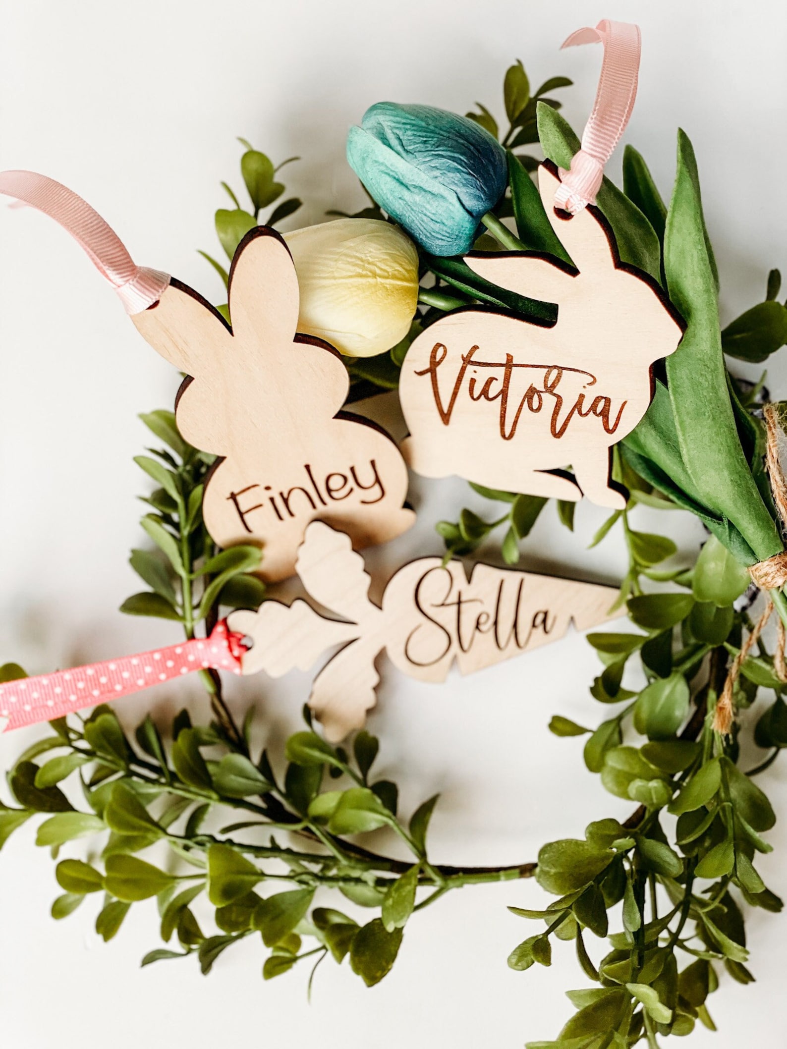 Personalized Easter Basket Tag | Easter Decor | Wooden Bunny Easter ...