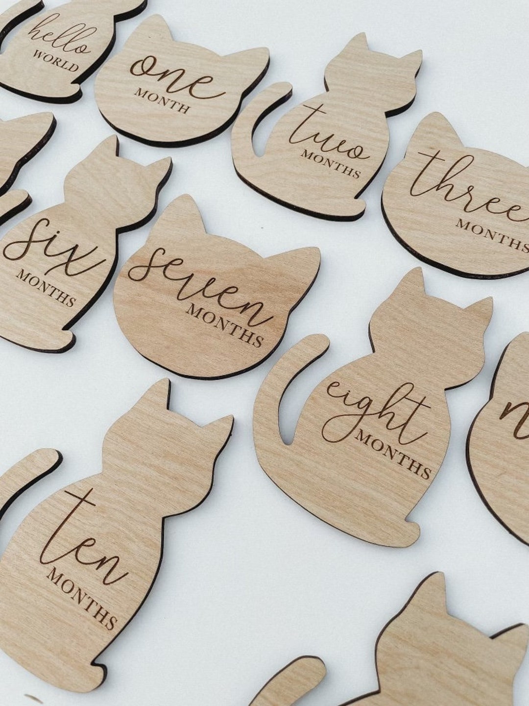 Wooden Monthly Milestone Cat for Baby Photos | Monthly Cat Lover ...