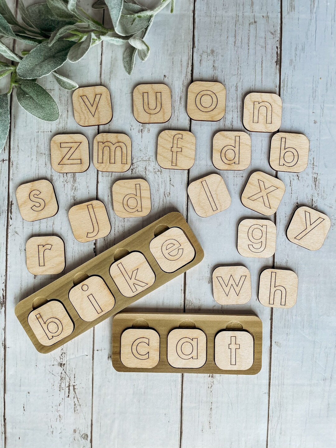 Wood Montessori Alphabet Set, Handmade Wood Letters, Wood Movable ...