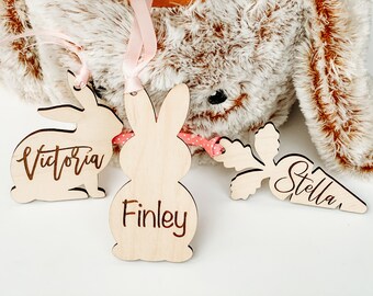 Basket Tags - Easter Basket Name Tag - Bunny Name Tag - Custom Engraved ...