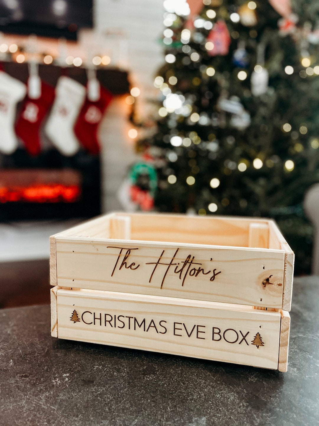 Wooden Christmas Eve Box for Children Personalized Wooden Gift Box ...