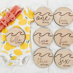 Wooden Monthly Milestone Disc for Baby Photo | Nautical Ocean Theme ...
