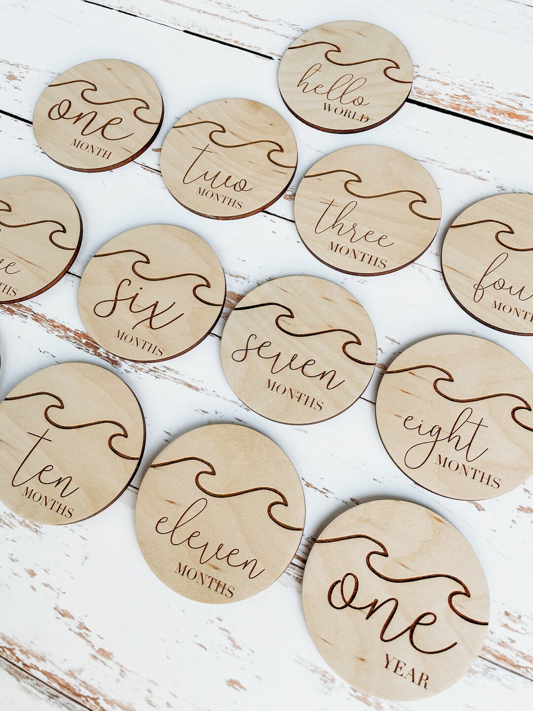 Wooden Monthly Milestone Disc for Baby Photo | Nautical Ocean Theme ...