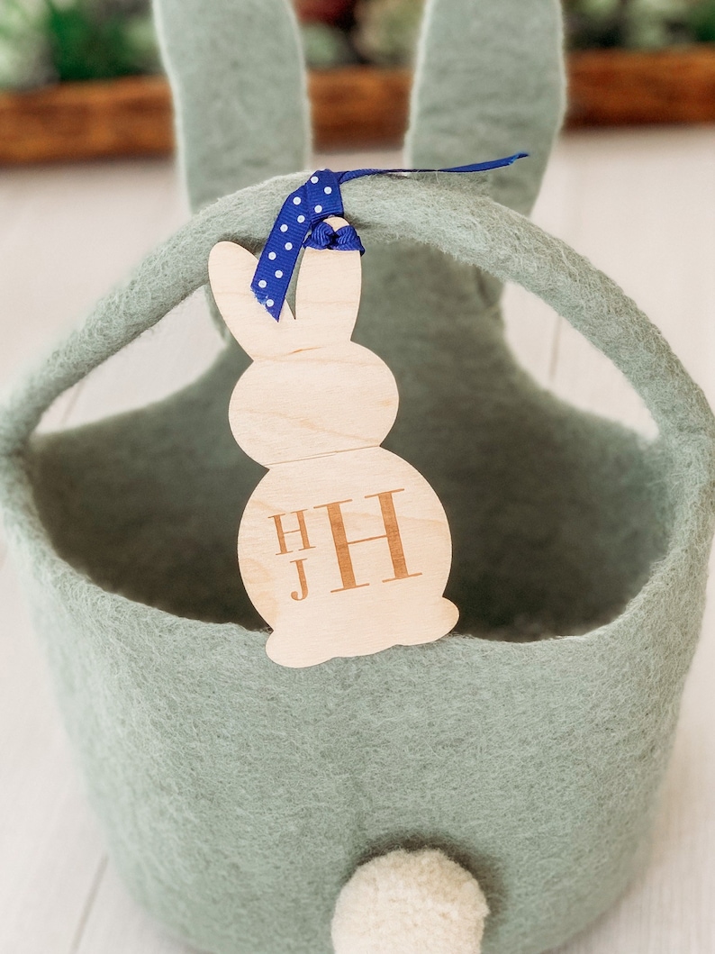 Personalized Easter Basket Tag | Easter Decor | Wooden Bunny Easter ...