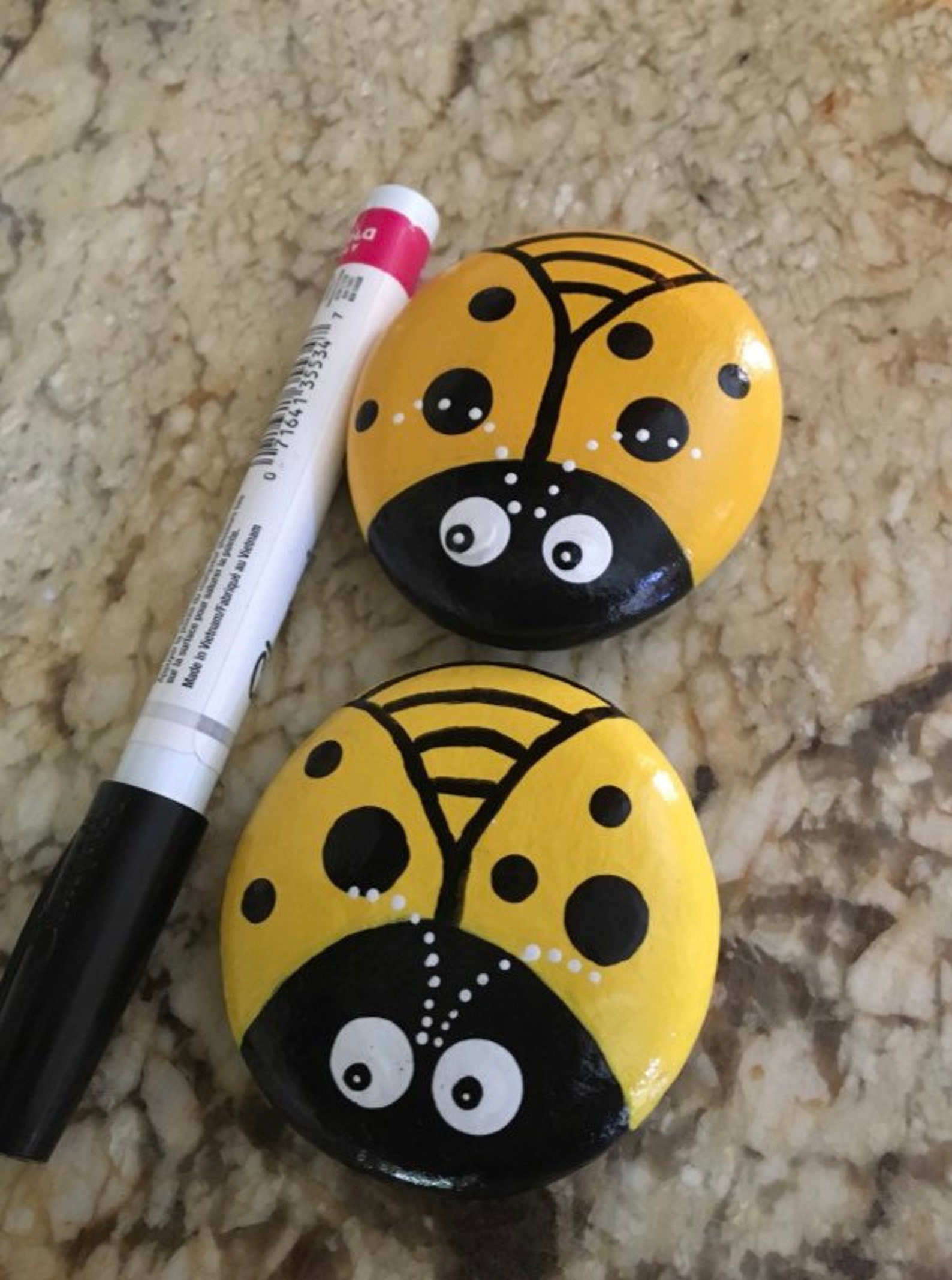 Hand Painted Yellow Ladybugs for Garden Decor Home Decor or | Etsy
