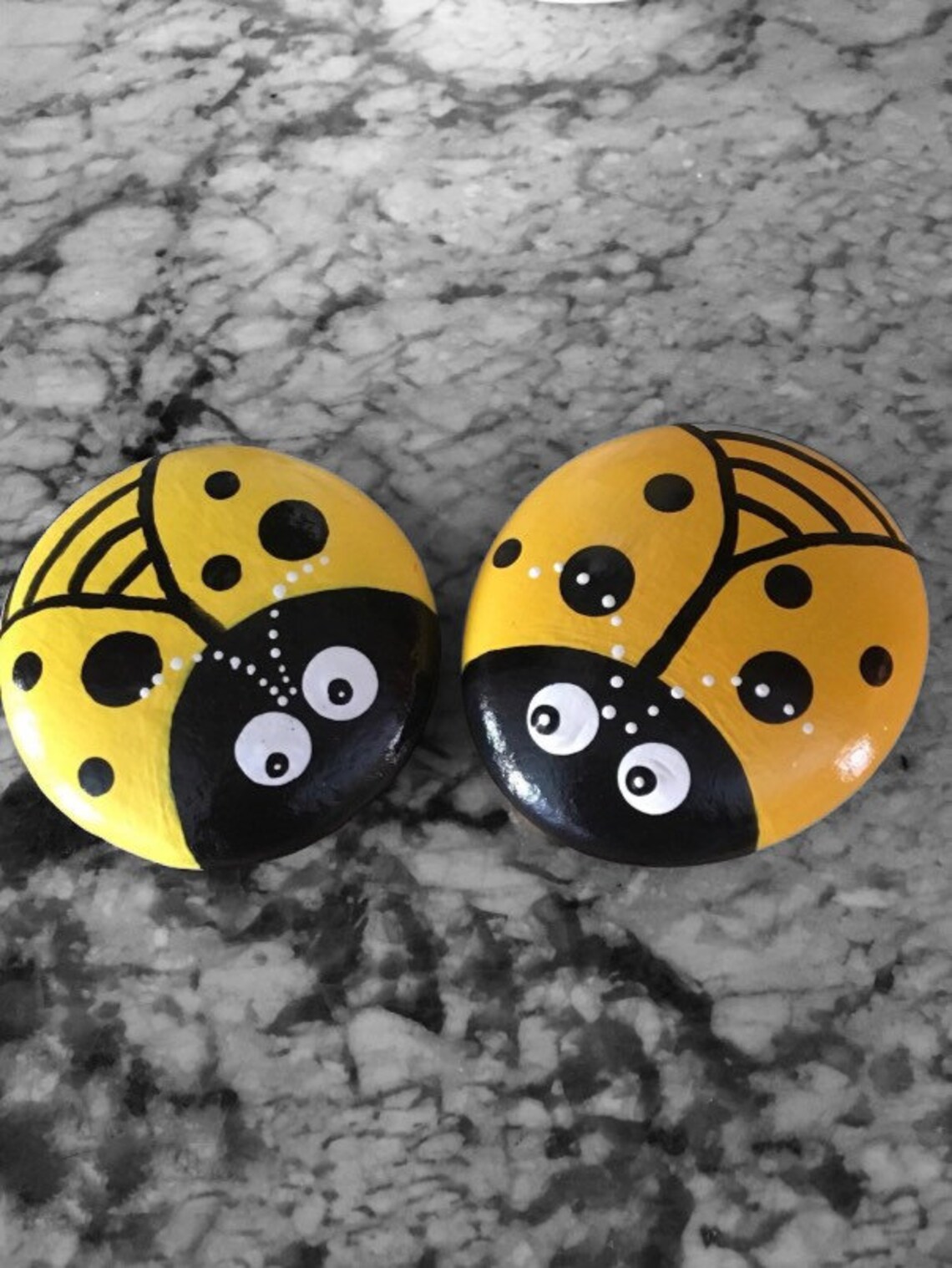 Hand Painted Yellow Ladybugs for Garden Decor Home Decor or | Etsy
