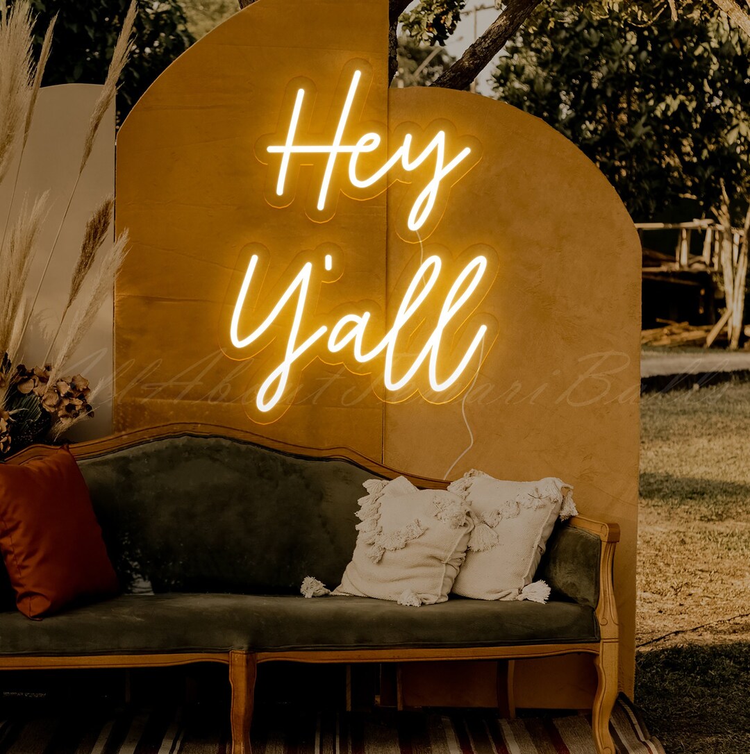 Hey Yall Neon Sign,neon Wall Art,handmade Neon Sign,led Home Decor Neon ...