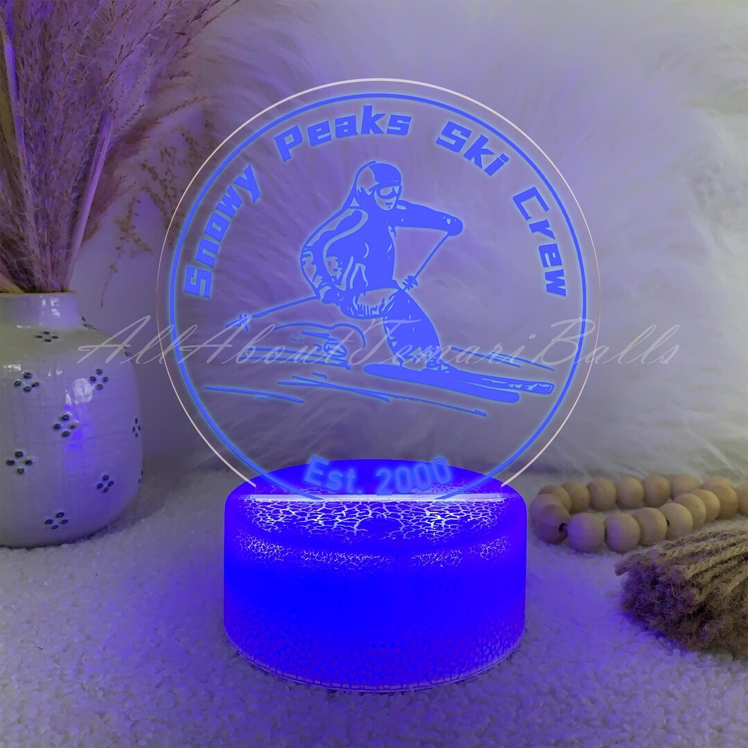 Personalized Skiing Night Light, Custom Skate Lamp, Winter Sports Night ...