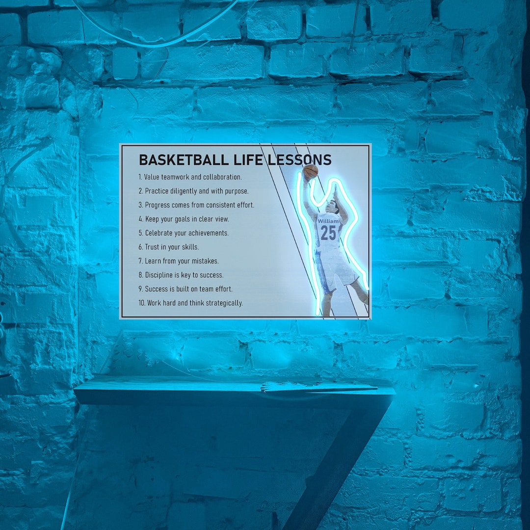 Basketball Life Lessons Neon Sign, Athlete Inspirational Neon Painting ...
