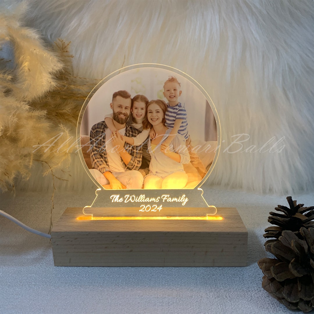 Custom Family Photo Night Light, Crystal Ball LED Light Home Decor ...