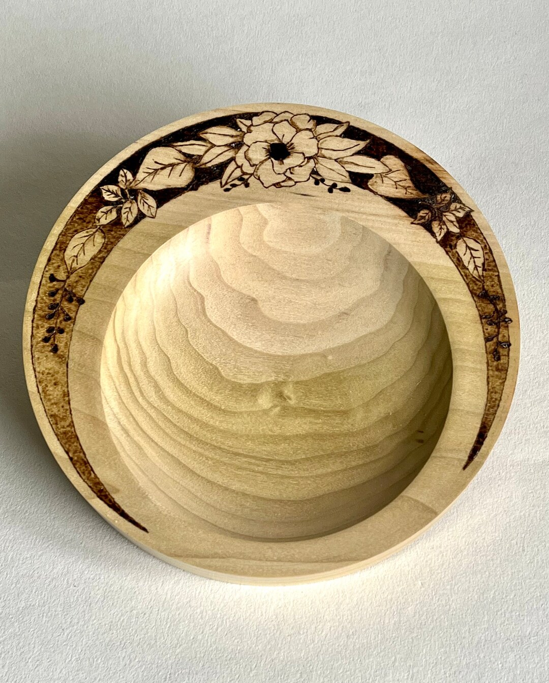 Off Centre Dish/bowl With Pyrography Detail - Etsy