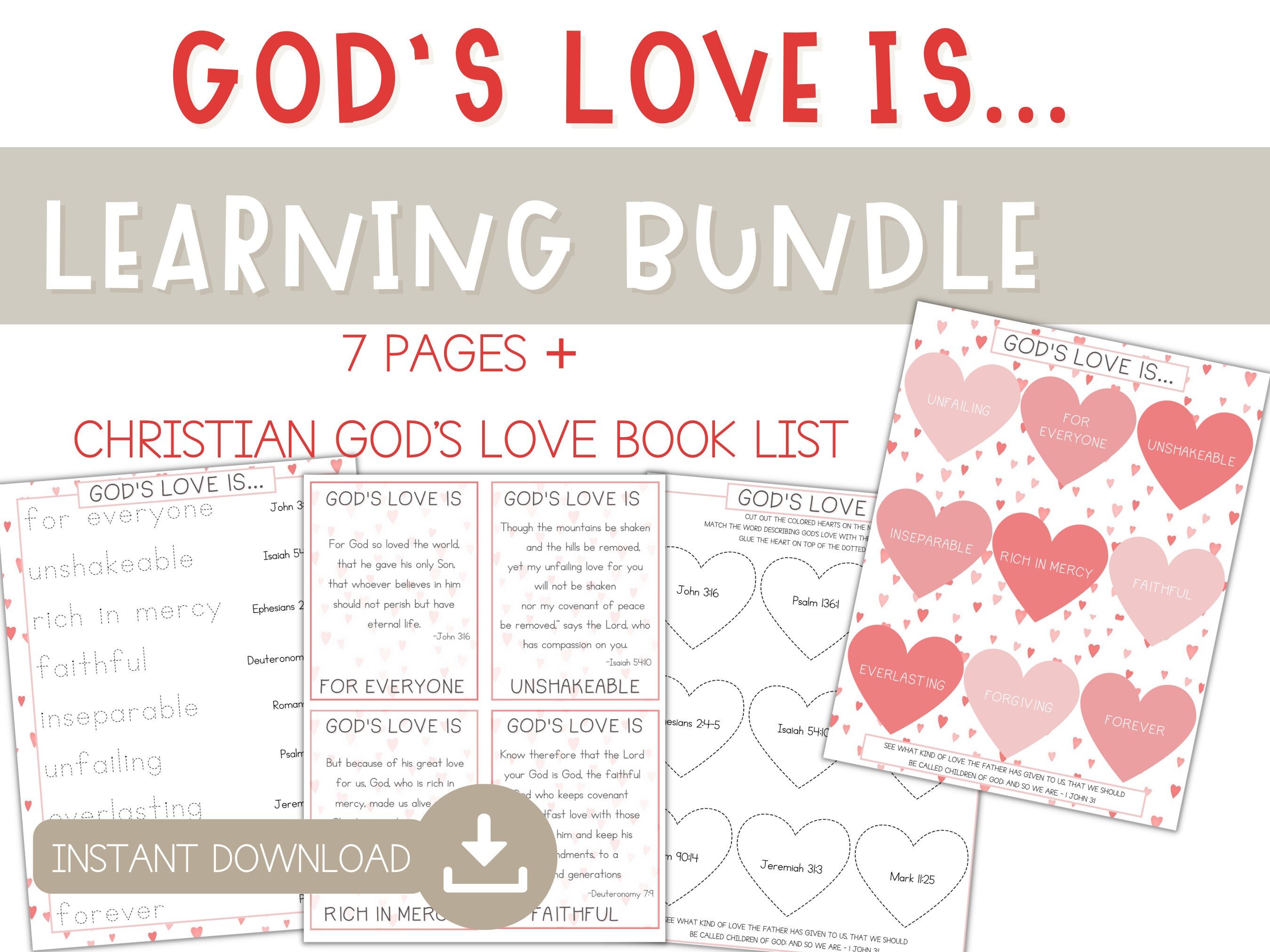 God’s Love - Valentine Activity Sheets for Kids- Bible Verse Worksheets ...