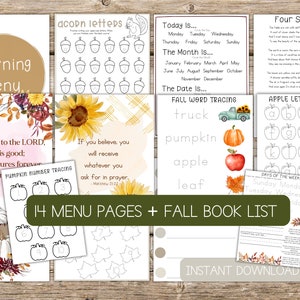 Fall Morning Menu Bundle - Homeschool Morning Menu Fall Themed ...