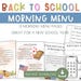 Back to School Morning Menu New School Year Morning Menu Elementary ...