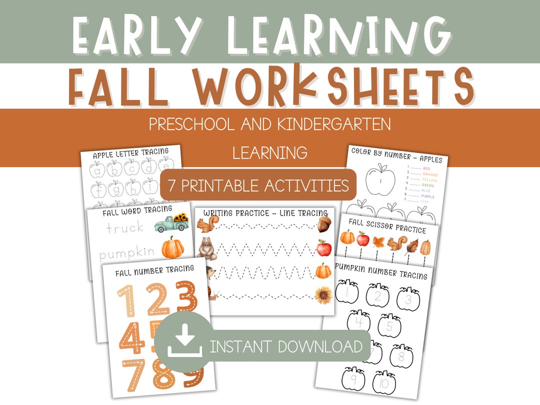 Autumn Preschool Learning Pack - Fall Preschool Worksheets - Fall ...