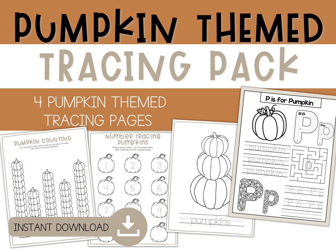 Pumpkin Themed Tracing Worksheet | Pumpkin Number Tracing | Pumpkin ...