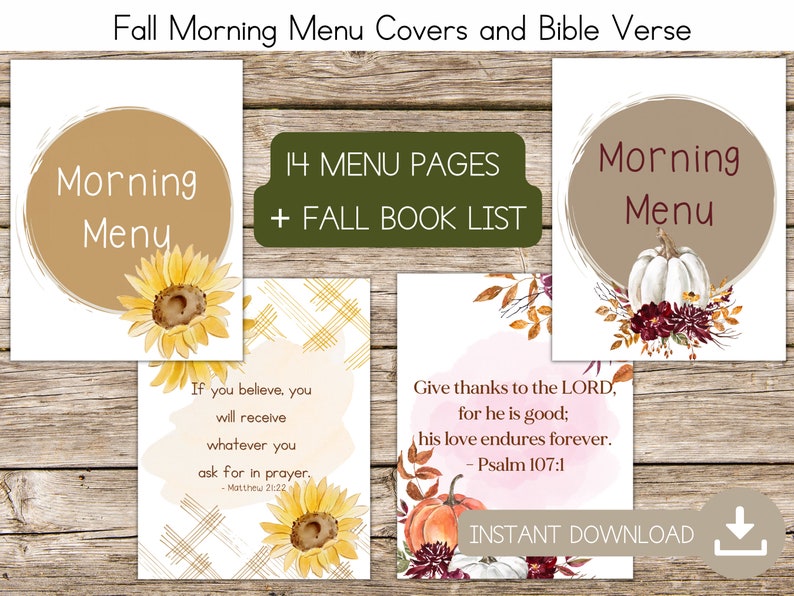 Fall Morning Menu Bundle - Homeschool Morning Menu Fall Themed ...