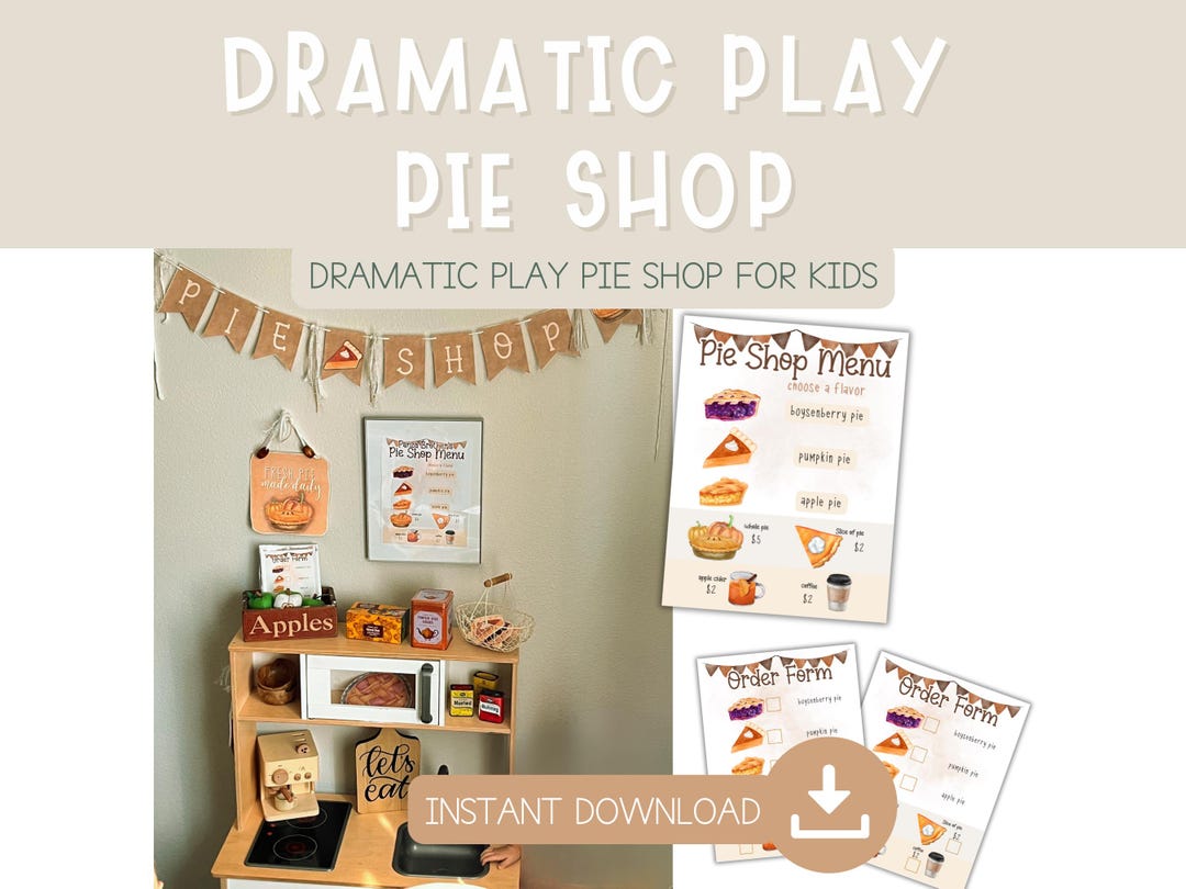 Dramatic Play Pie Shop | Pretend Kitchen Pie Shop | Printable Pie Shop ...