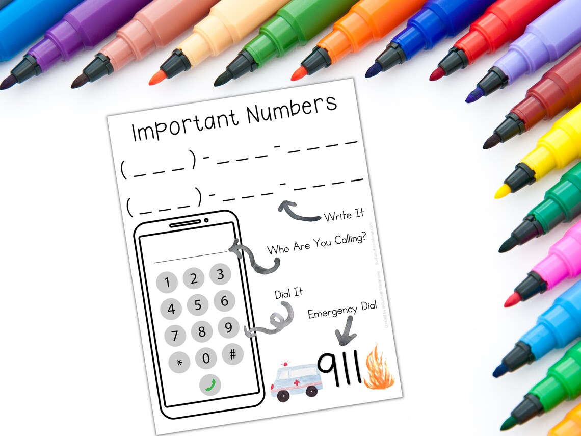 Important Numbers Printable Worksheet Preschool Worksheets - Etsy