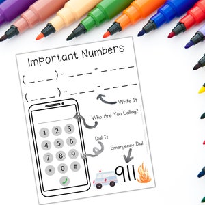 Important Numbers Printable Worksheet - Preschool Worksheets for ...