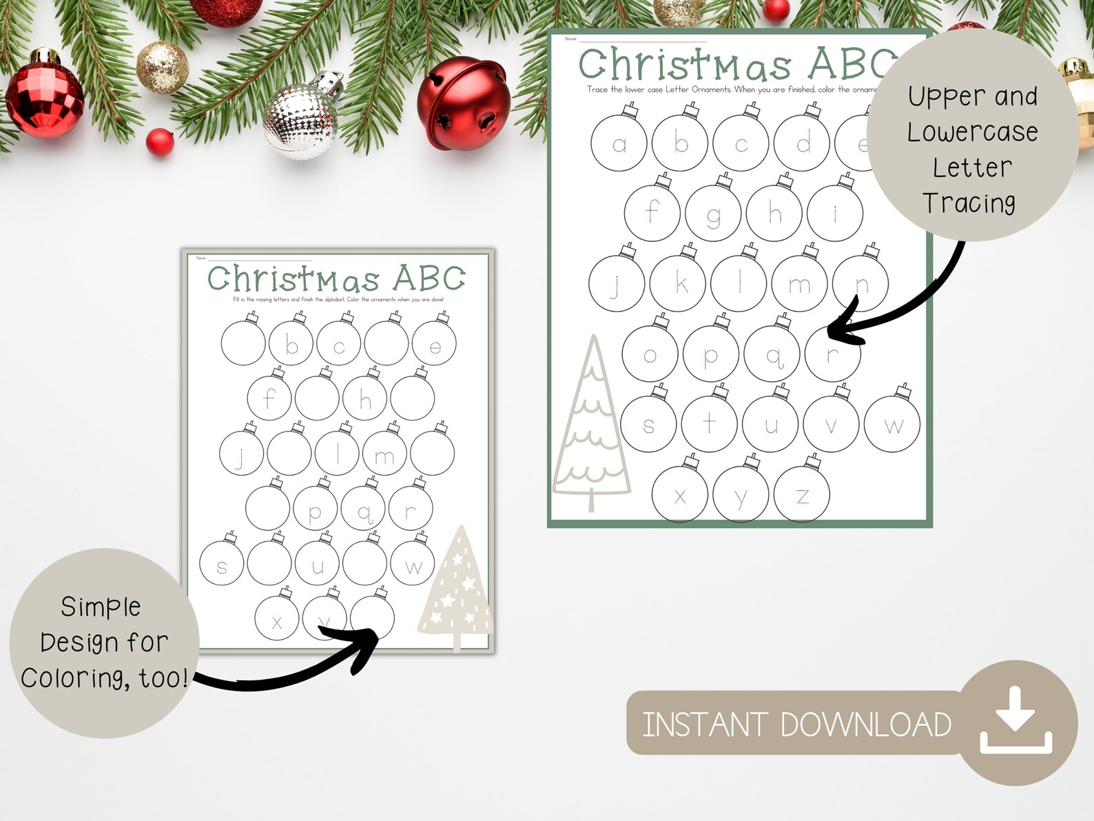Christmas Preschool Letter Tracing Sheets - Christmas Worksheets for ...