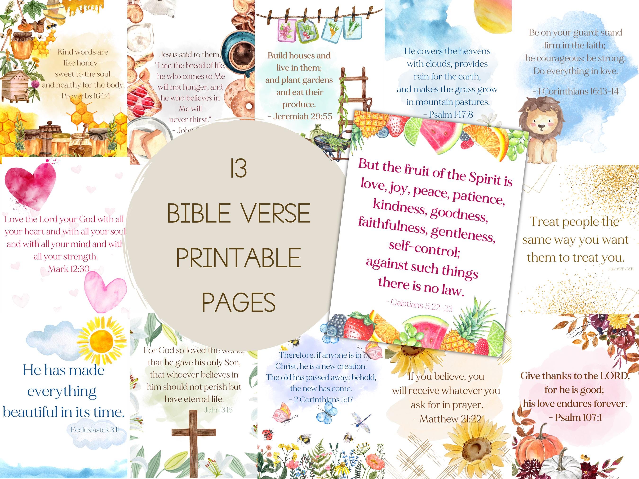 Bible Memory Verse Sheets - Watercolor Morning Menu Bible Verse Pages ...